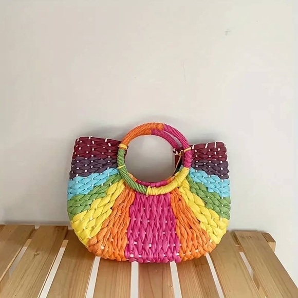 LuxFashionGalleria | Bags | Multicolor Straw Woven Satchel Bag | Poshmark